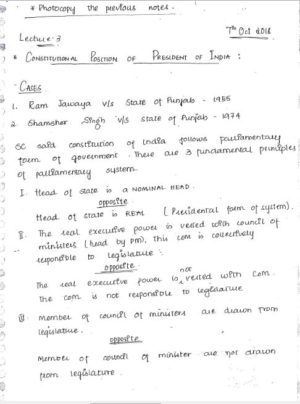 Polity Handwritten Notes for IAS Prelims Cum Mains by Toppers in English