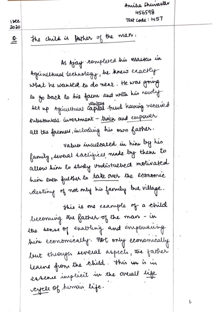 Topper's 2020 Essay Handwritten 15 Test Copy Notes by Vision IAS in ...