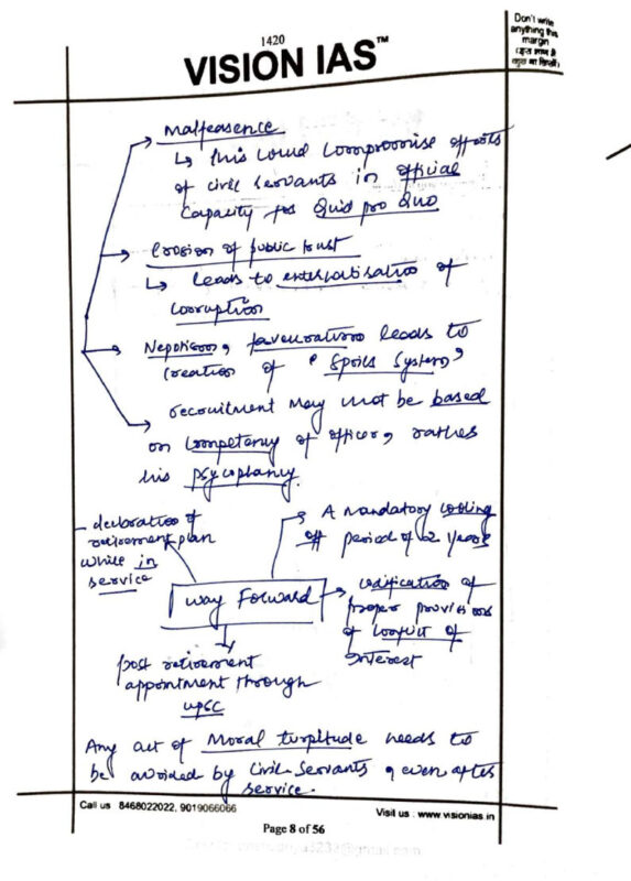 Topper's Ethics Handwritten 15 Test Copy Notes by Vision IAS in English ...