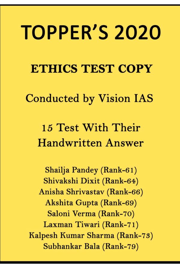 Vision IAS Topper's 2020 Ethics Handwritten 12 Test Copy Notes in ...