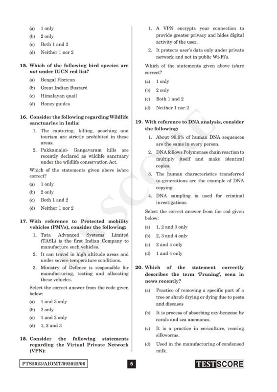GS SCORE PT Open Mock Test Series English for UPSC 2023
