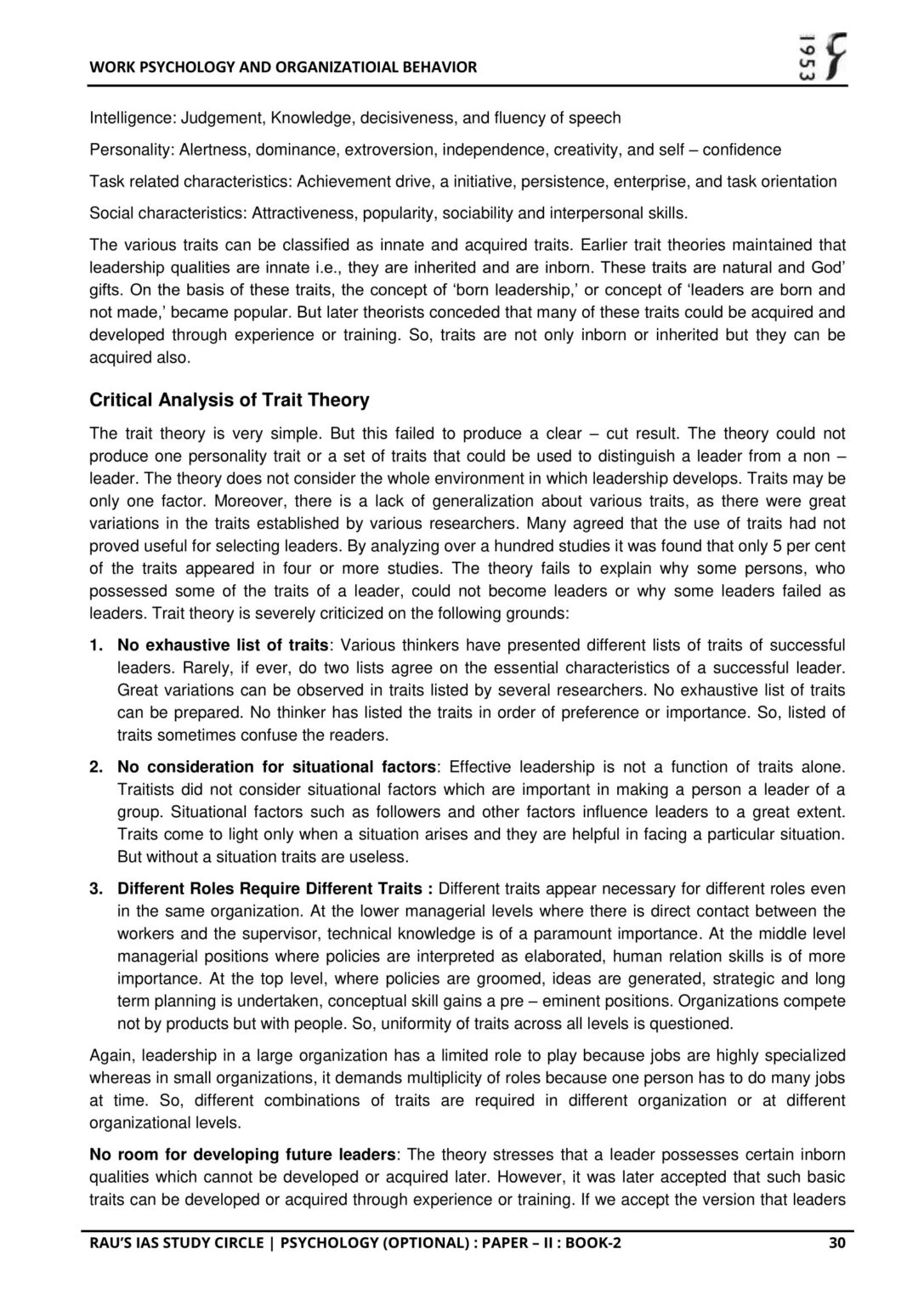 Complete Set Psychology Optional Notes of Paper 1 and 2 by Rau IAS in ...