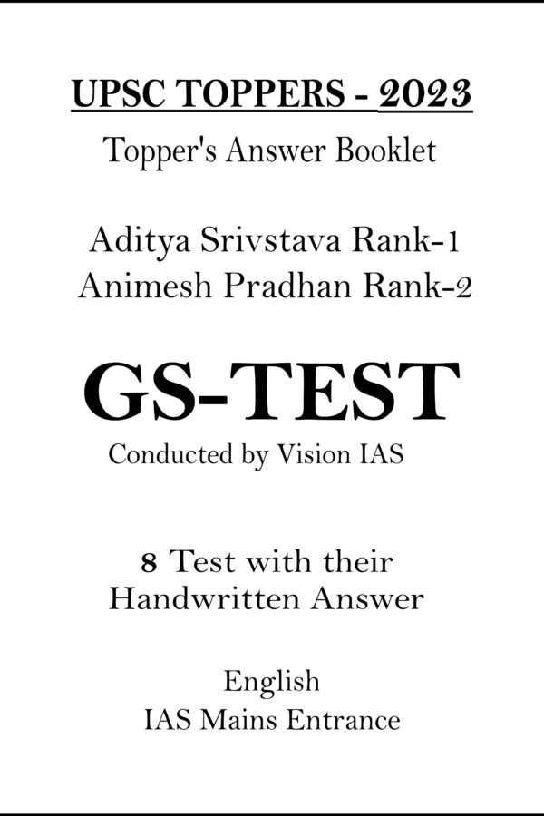 Vision IAS Topper's GS Handwritten 15 Test Copy Notes in English for Mains
